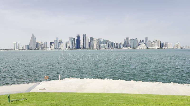 Doha Skyline View from MIA Park Doha Qatar Stock Video - Video of ...