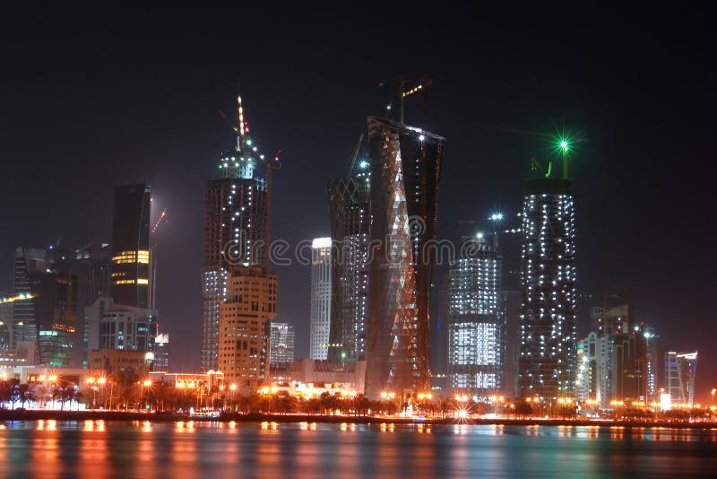 Night view Doha, Qatar stock photo. Image of view, qatar - 3125002