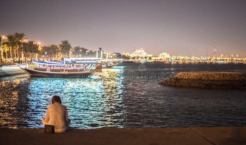 Doha, Qatar November 2018 Panoramic View of the Sea Side and Cor ...