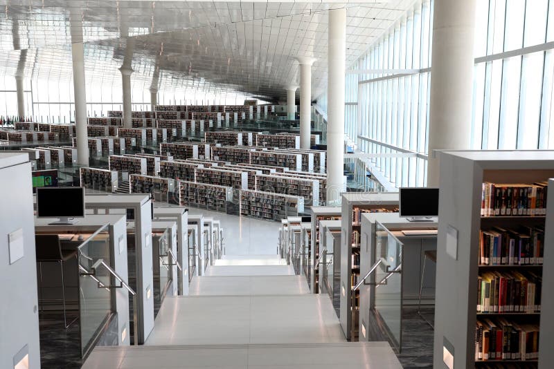 Interior of the National Library of Qatar Editorial Photo - Image of ...