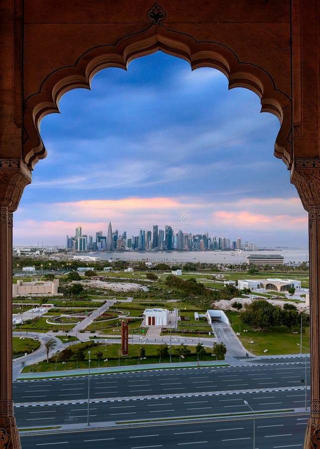Beautiful Doha Sky Line Qatar Editorial Photography - Image of ...