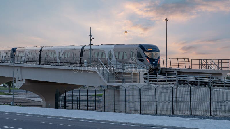 Doha, Qatar-October 06,2022:Qatar Red Line Metro Traveling through the ...