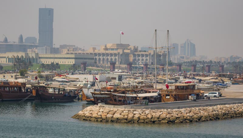 The Dhow Harbout, Doha. Qatar Stock Image - Image of arabia, landmark ...