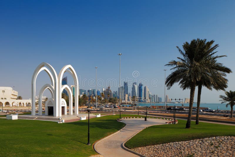 The Doha Corniche is a Waterfront Promenade in Doha, Qatar Stock Image ...