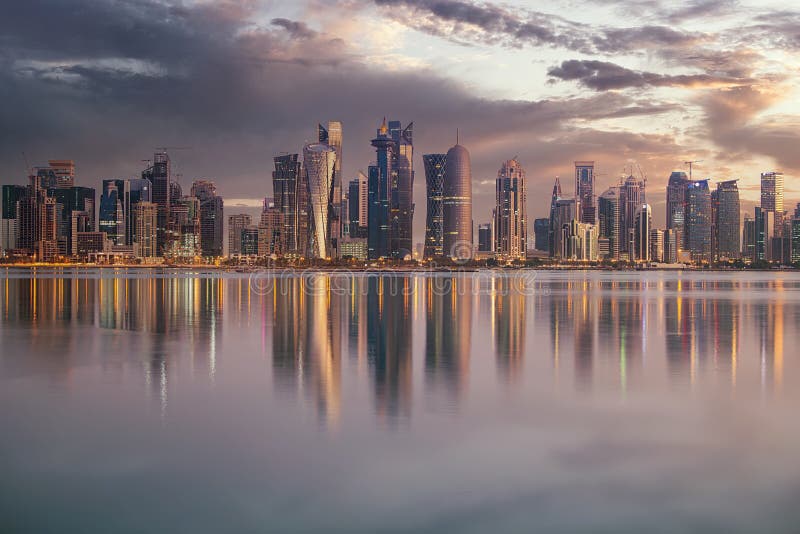 Doha Sky Line editorial stock photo. Image of cityscape - 245137593