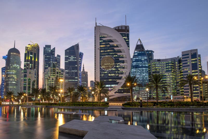 Doha Sky Line editorial stock image. Image of exterior - 245137604