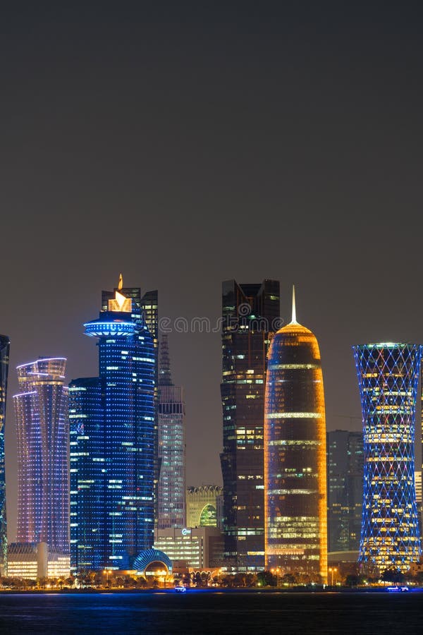Doha Skyline at Dusk, Doha, Qatar Editorial Photography - Image of ...