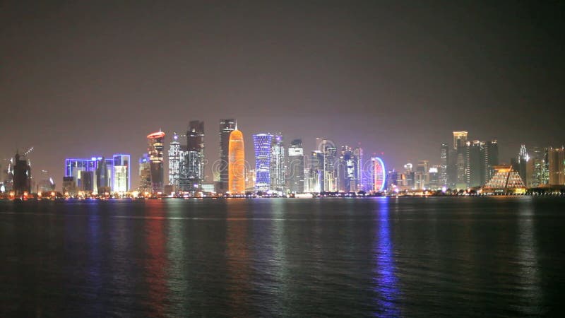 Doha Skyline from Mina District (Old Doha Port) in Doha, Qatar Sunset ...