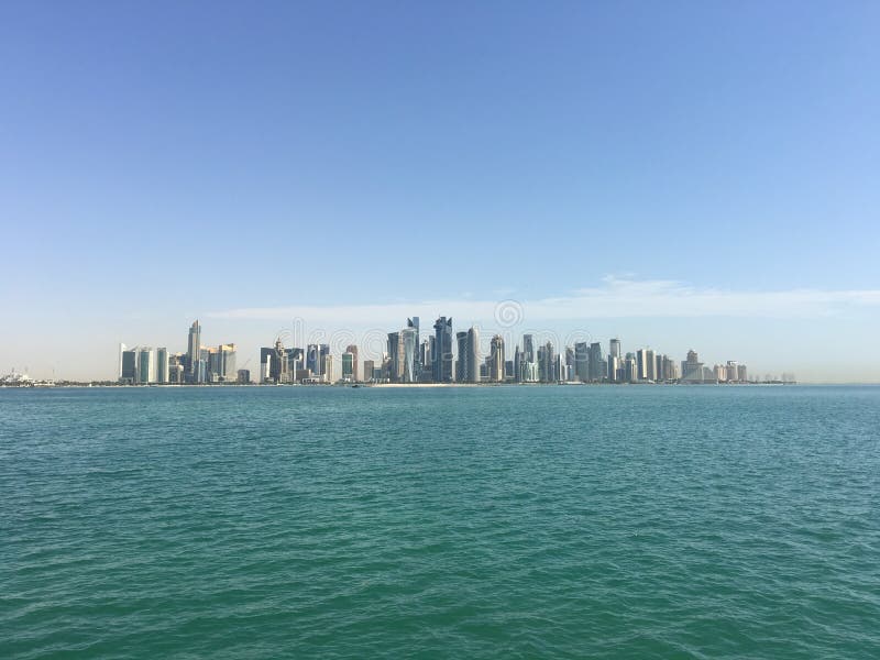 Doha skyline editorial photography. Image of qatar, architecture - 73825482