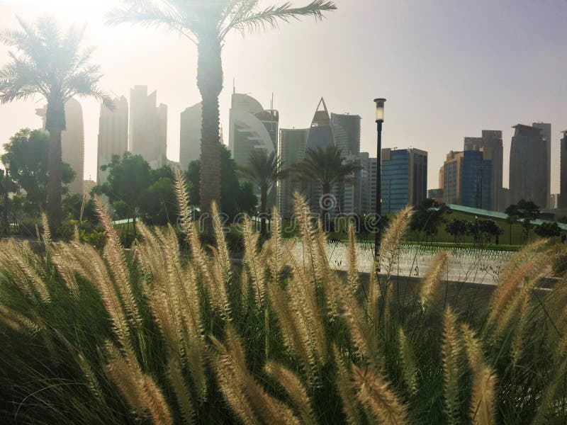 Doha-Skyline an Sheraton-Park in Doha Redaktionelles Stockbild - Bild ...