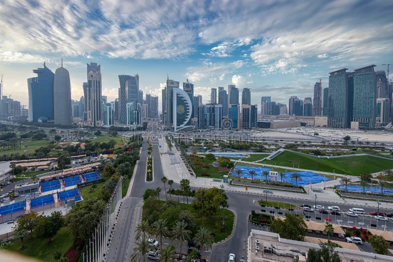 Doha Skyline Westbay Doha editorial photography. Image of architecture ...