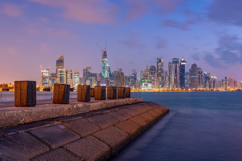 Doha Sky Line editorial stock image. Image of exterior - 245137604