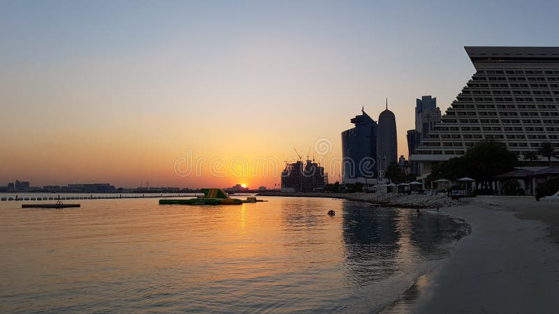 Doha sunset editorial photography. Image of sunset, sheraton - 130871212