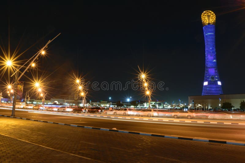Doha torch stock image. Image of middle, road, expo, travel - 60277695