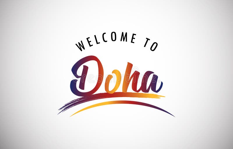 Doha Welcome To Word Text with Creative Purple Pink Handwritten Font ...