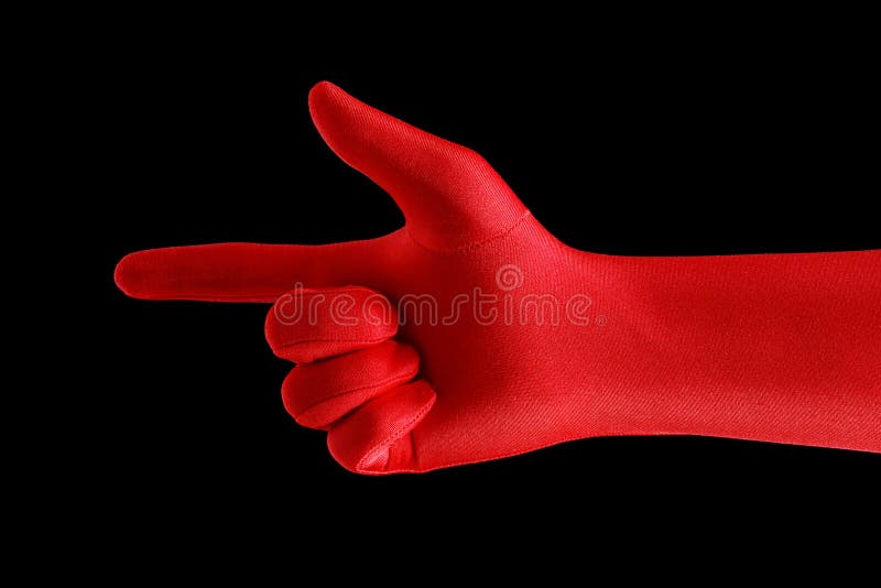 Pointage Du Doigt Dans Le Gant Rouge Photo stock - Image du outil ...