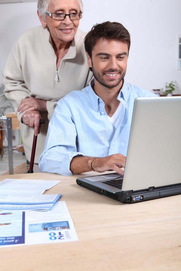Doing accounting at home stock image. Image of private - 28298197