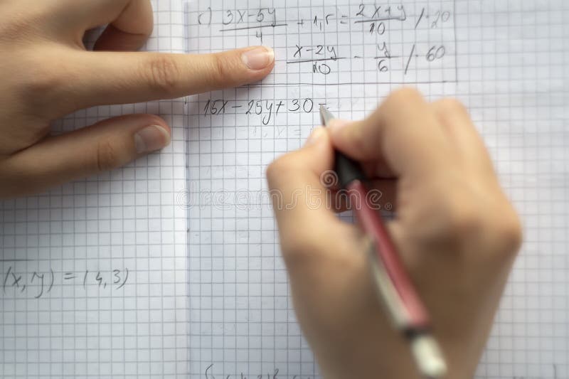 Doing Difficult Math Homework Stock Photo - Image of paper, notebook ...