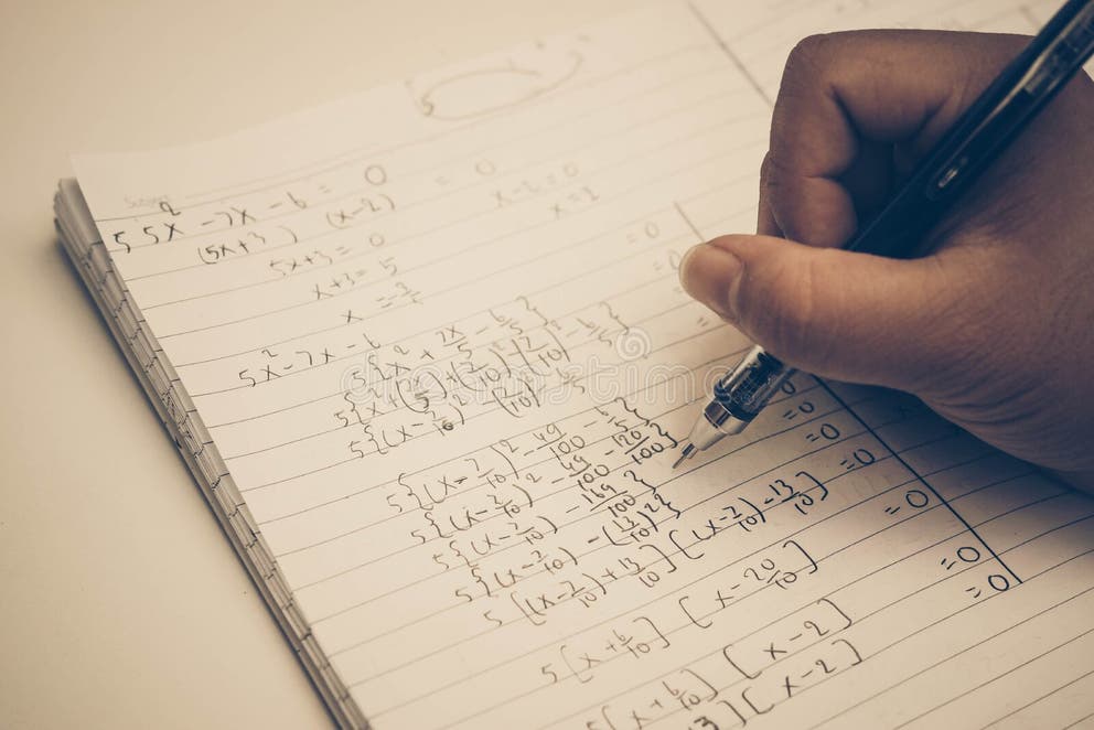 Doing Difficult Math Homework Stock Image - Image of education, exam ...
