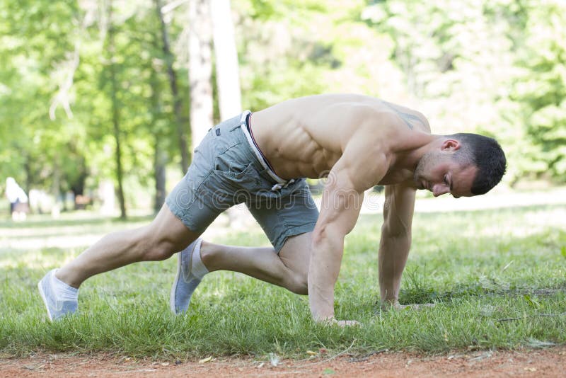 He is Doing Exercise before Morning Training Stock Image - Image of ...