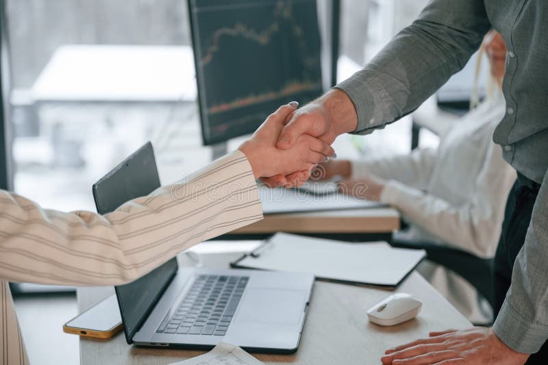 Doing Handshake. Man and Woman is Making Agreement Stock Image - Image ...