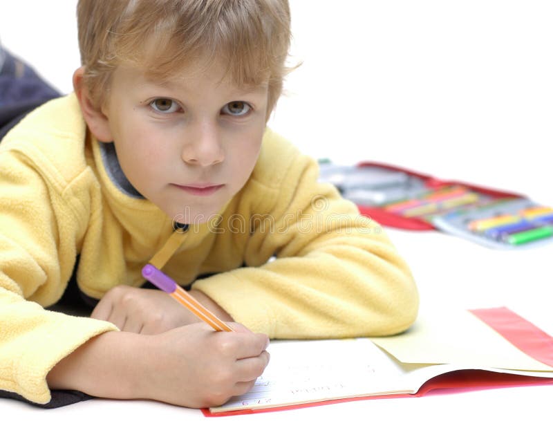 Doing homework stock photo. Image of blue, portrait, school - 259746