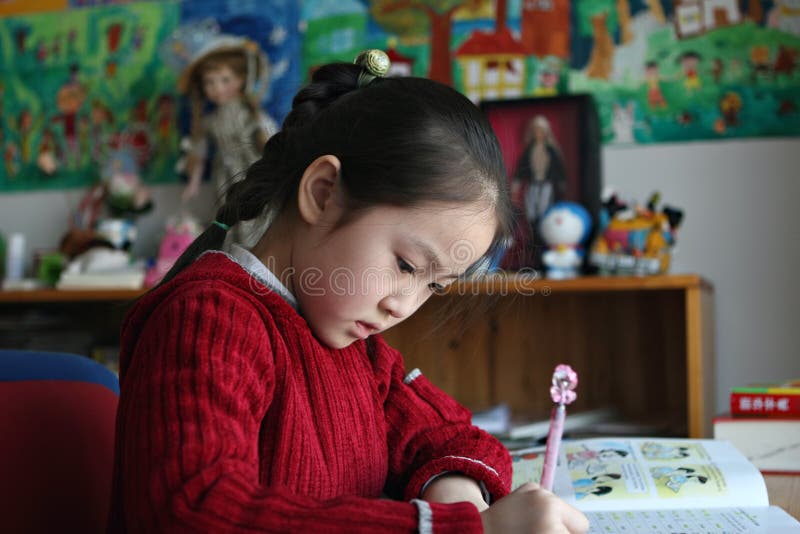 Elementary Student Doing English Homework Stock Photo - Image of ...