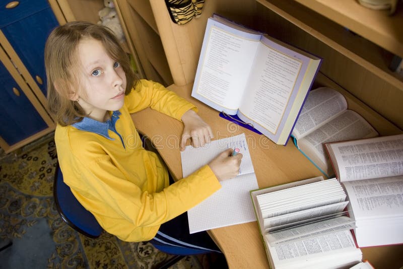 Doing homework stock image. Image of children, blouse - 4702349