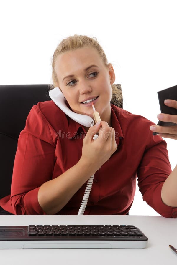 Doing make up at work stock image. Image of people, attractive - 42178411