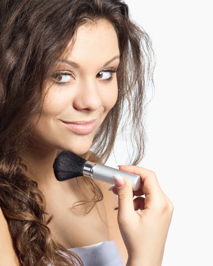 Beautiful Caucasian Woman Doing Makeup Stock Photo - Image of girl ...