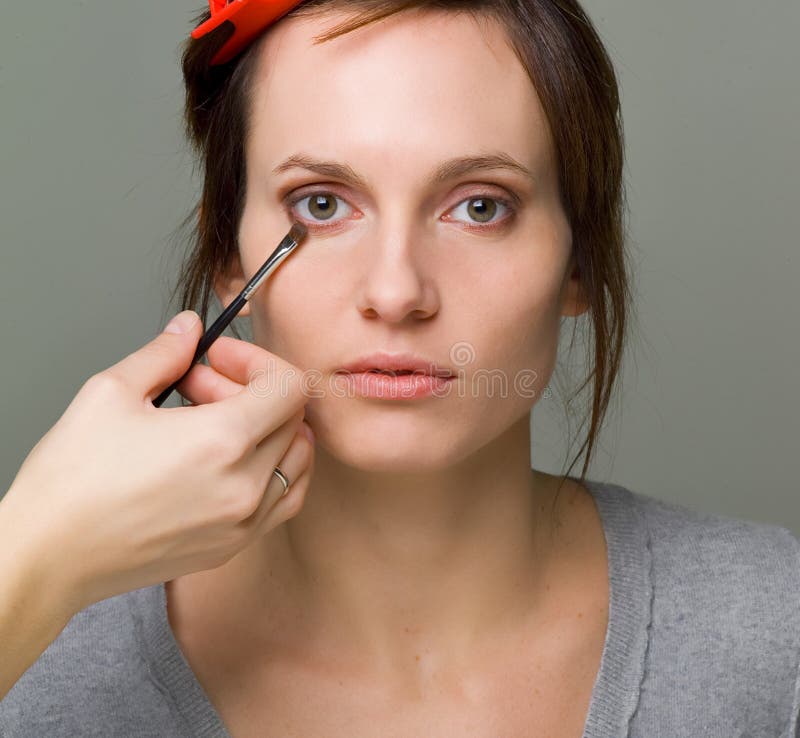 Doing makeup stock image. Image of horizontal, female - 7172153