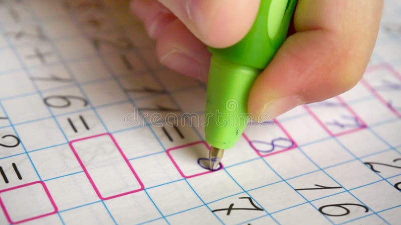 Doing Math Homework Solves Simple Examples Stock Footage Video Of