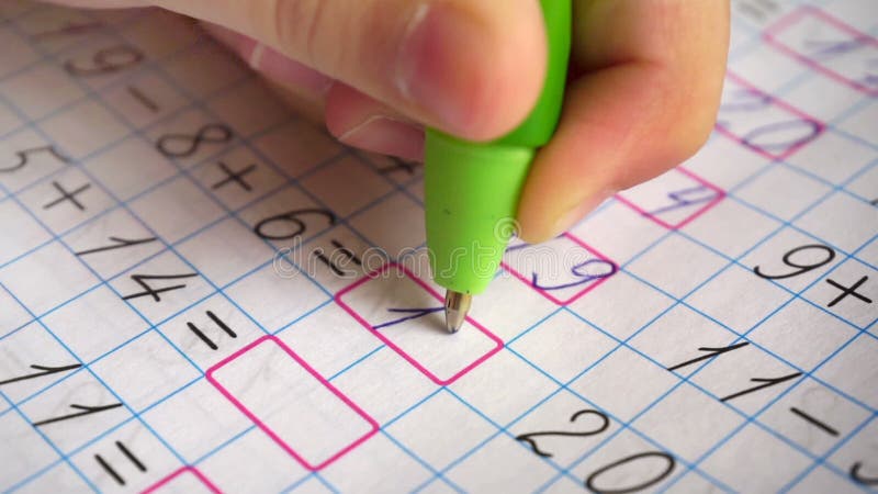 Doing Math Homework. Solves Simple Examples Stock Footage - Video of ...