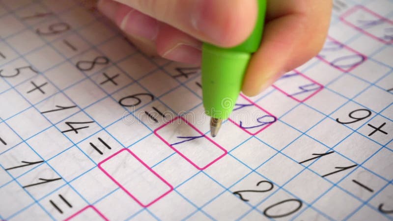 Doing Math Homework. Solves Simple Examples Stock Footage - Video of ...