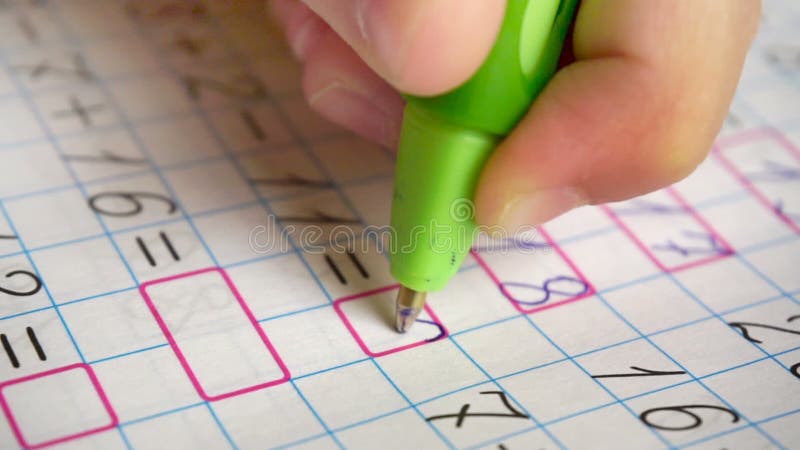 Doing Math Homework. Solves Simple Examples Stock Footage - Video of ...