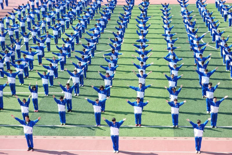 Chinese Middle Students Do Morning Exercises Editorial Photography ...