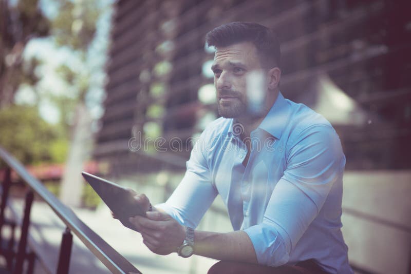 Doing Some Work in the Fresh Air Stock Photo - Image of males, casual ...