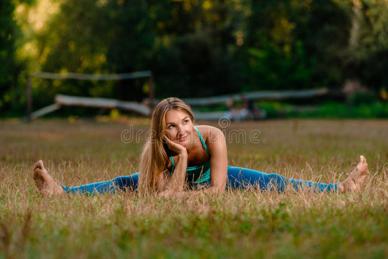 Doing split on nature stock photo. Image of activity - 141521166