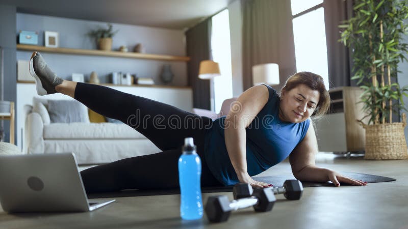 Doing Sport Exercises at Home Stock Photo - Image of internet, sport ...