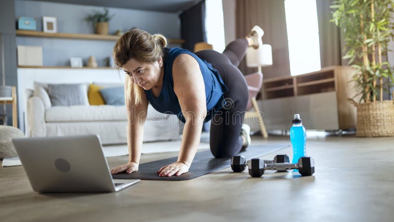 Doing Sport Exercises at Home Stock Photo - Image of training, body ...