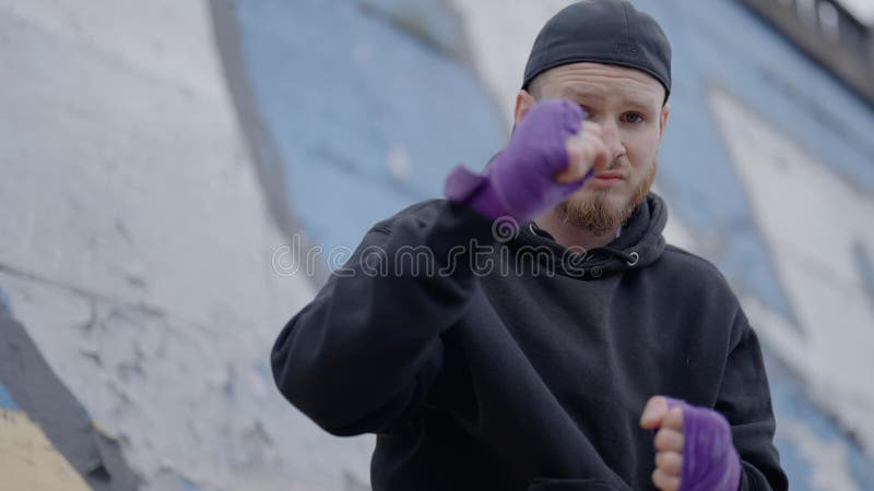 Doing Sports in the City - Boxer in Training Stock Video - Video of ...