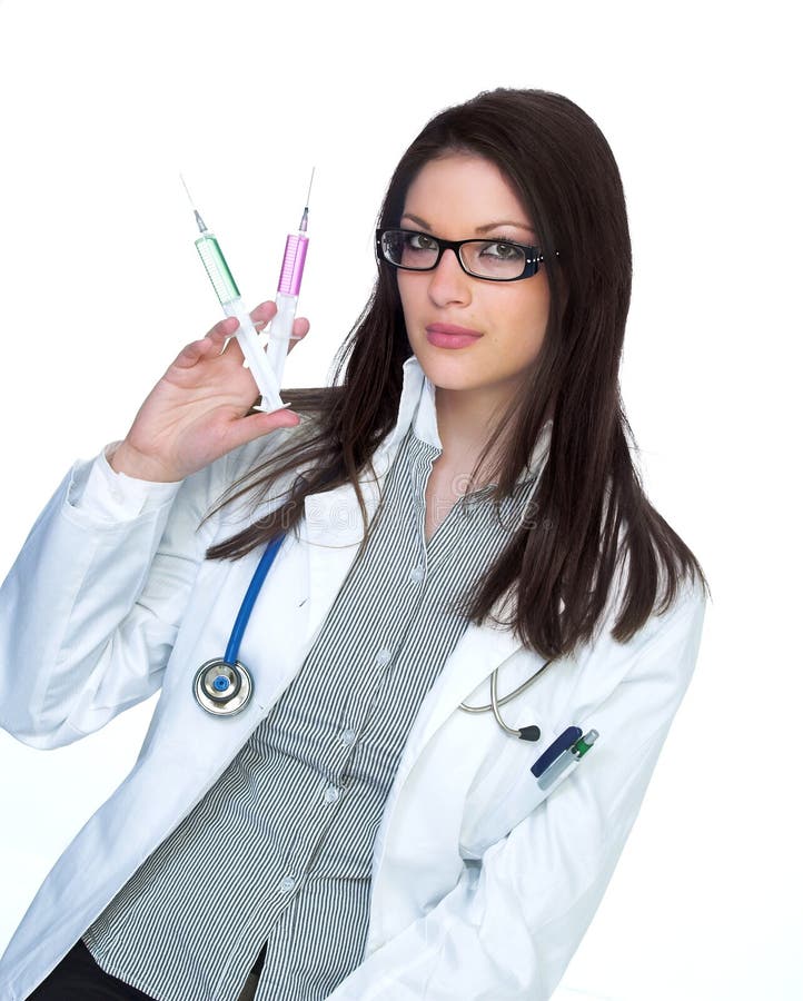 Doktor stockfoto. Bild von brünette, blick, medizin, einspritzung - 5495960