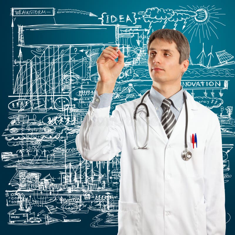 Doktor Male Writing Something Stockfoto - Bild von person, arzt: 22199314