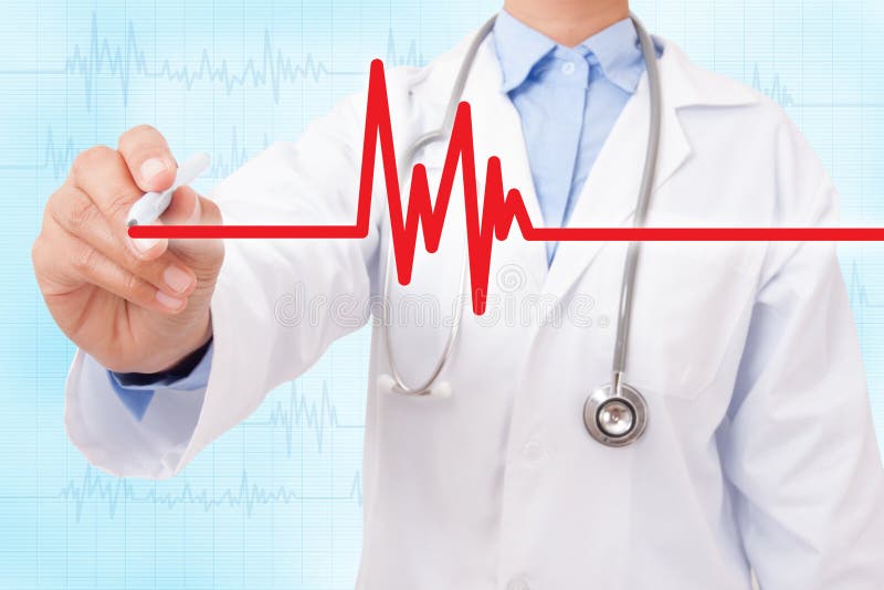 Doktorhandzeichnungskardiogramm Und -elektrokardiogramm Stockfoto ...