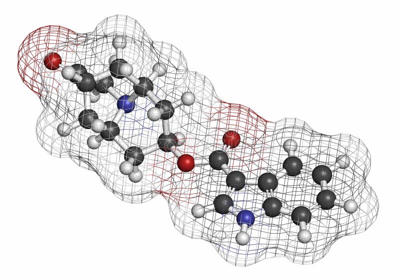 Dolasetron Nausea and Vomiting Drug Molecule. Atoms are Represented As ...