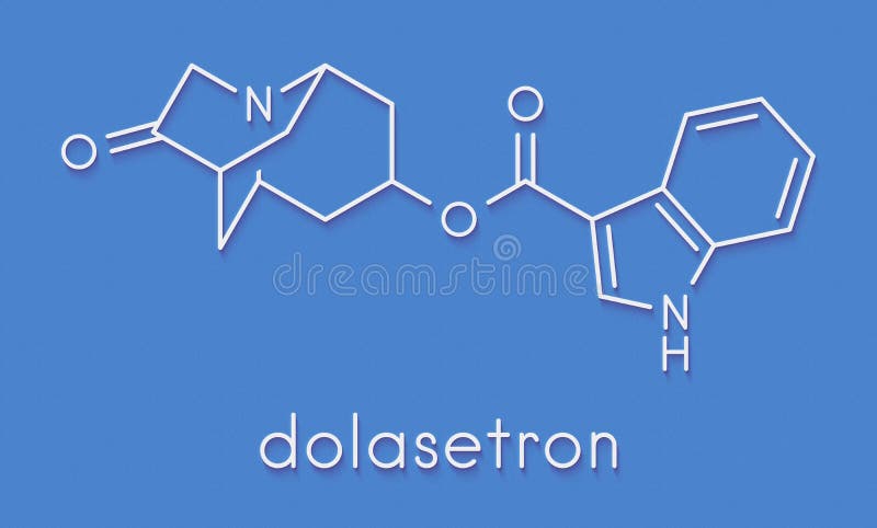 Dolasetron Nausea and Vomiting Drug Molecule. Atoms are Represented As ...
