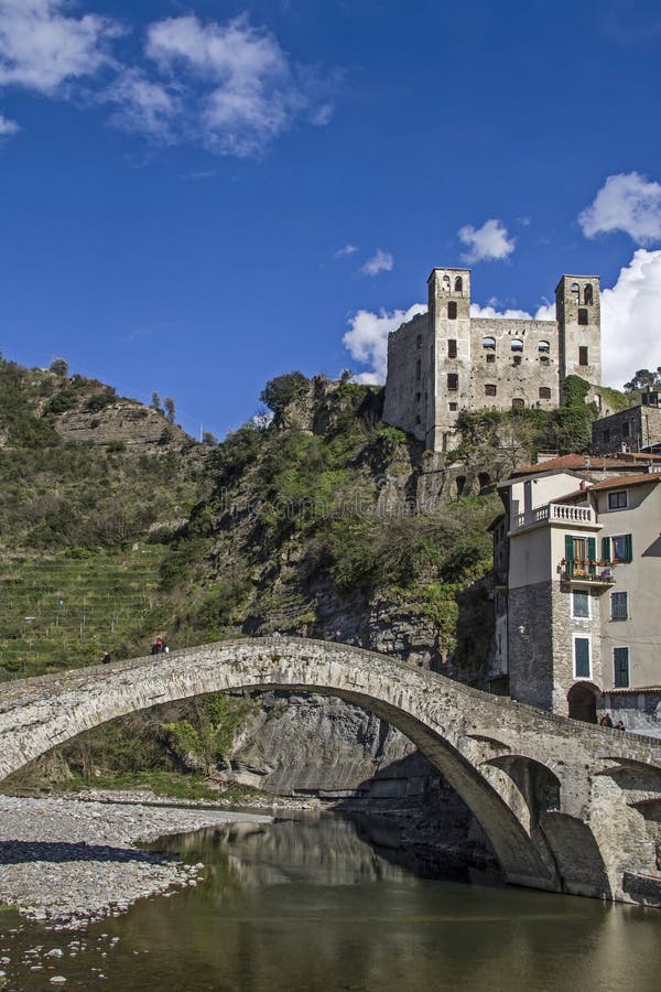 Dolceacqua stock image. Image of arch, italy, fort, river - 55370777