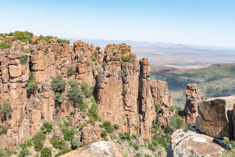 Dolerite Columns and the Valley of Desolation Stock Photo - Image of ...
