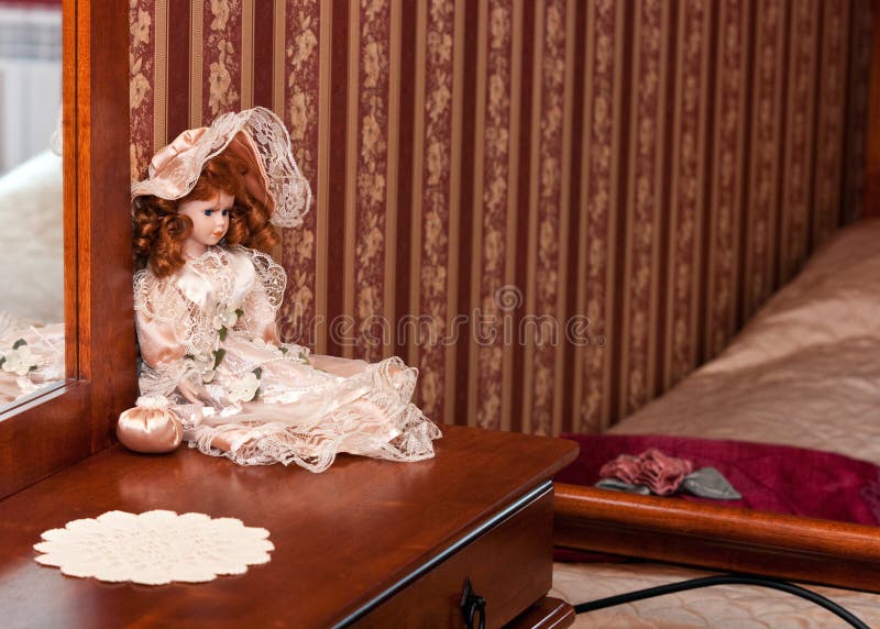 Doll decoration in bedroom stock photo. Image of table - 20234596
