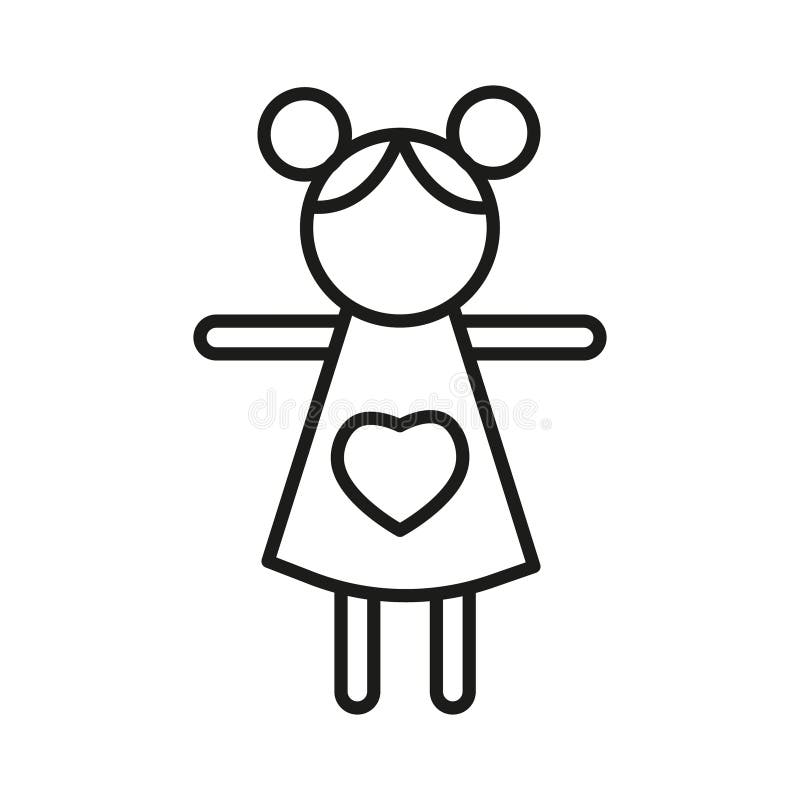 Doll Icon Flat Line Symbol Set Stock Vector - Illustration of child ...